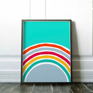 Teal Yellow Orange Kid Room Art, Wall Art Print Set of 3 for Children ...
