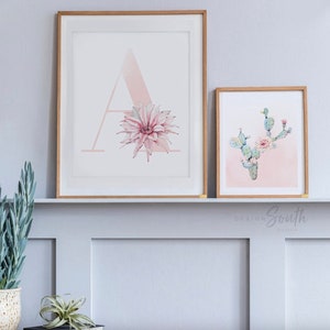 Baby Girl Boho Cactus Nursery, Walls Pink Floral Cactus Prints, Set of ...