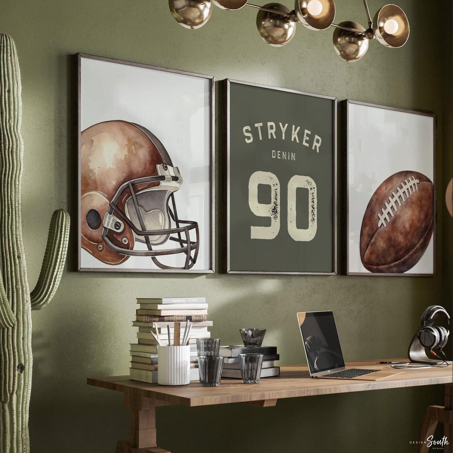 Personalized Football Wall Art Prints: Boys Sports Room Decor Set - Etsy