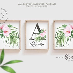 Girl Nursery Decor, Palm Leaf Tropical Theme Nursery Art, Jungle Theme ...