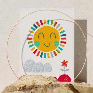 Teal Yellow Orange Kid Room Art, Wall Art Print Set of 3 for Children ...