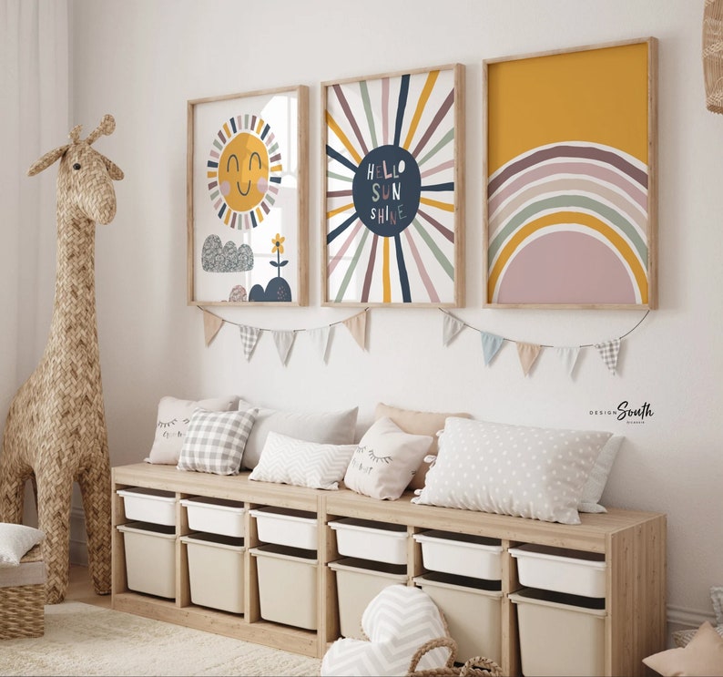 Sunshine Nursery Wall Art: Rainbow Sun Prints, Gender Neutral Decor - Etsy