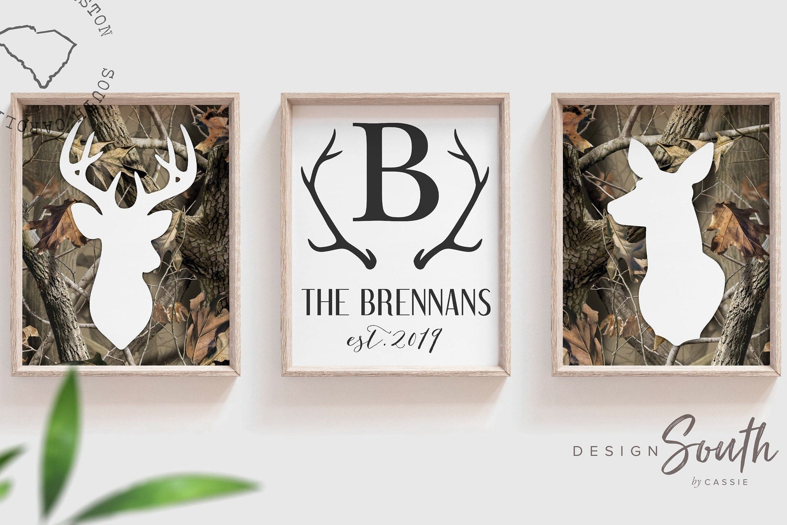 Home Decor Wall Art Buck and Doe Cabin Sign Rustic Name - Etsy