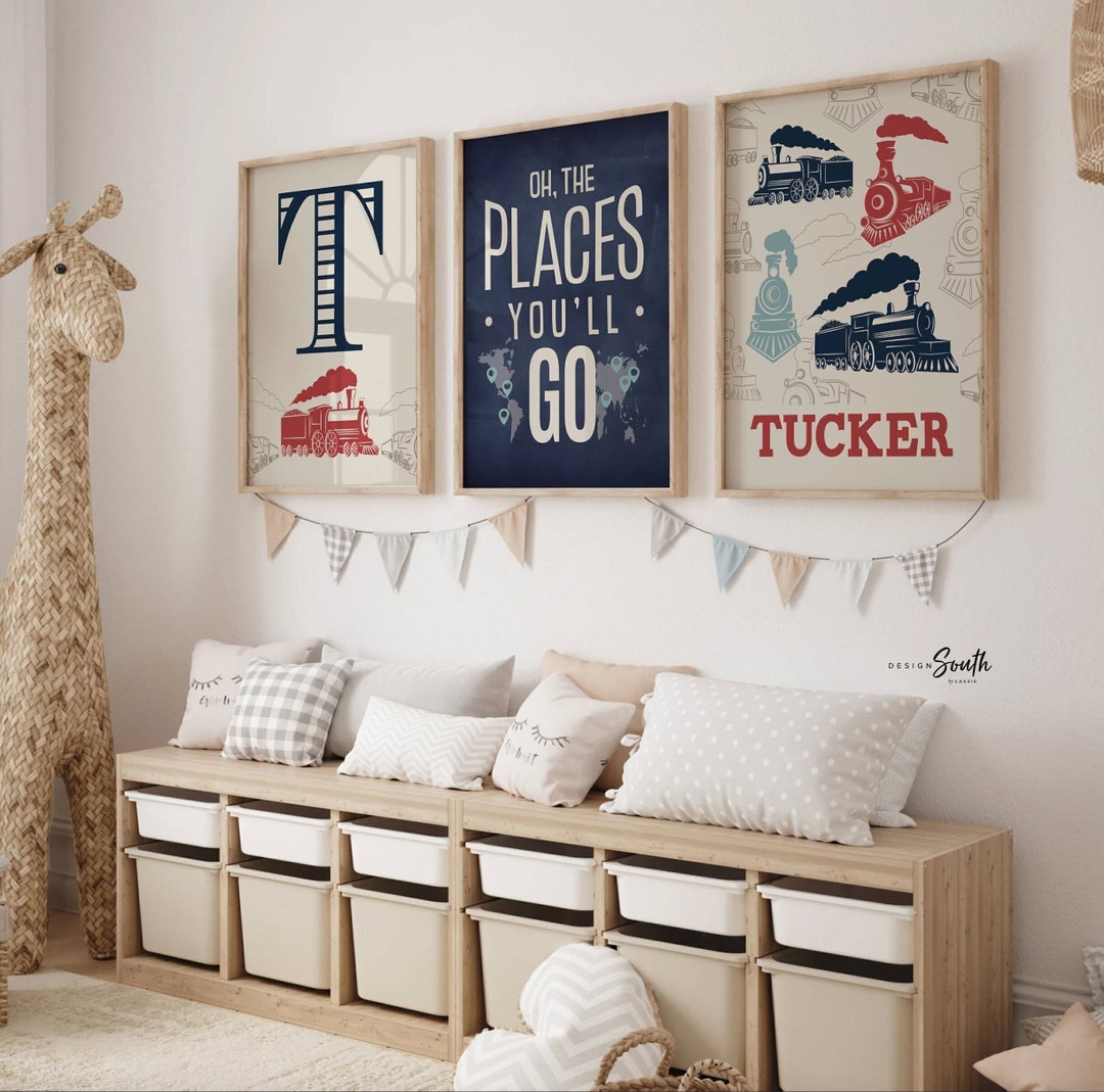 Boys Bedroom Trains, Personalized Wall Art Train Transportation Theme ...