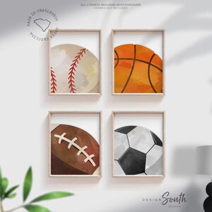Boys Room Sports Decor, Basketball Baseball Football Soccer Wall Art ...