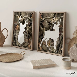Rustic Hunting Home Decor, Camouflage Buck Deer, Rustic Family Monogram ...