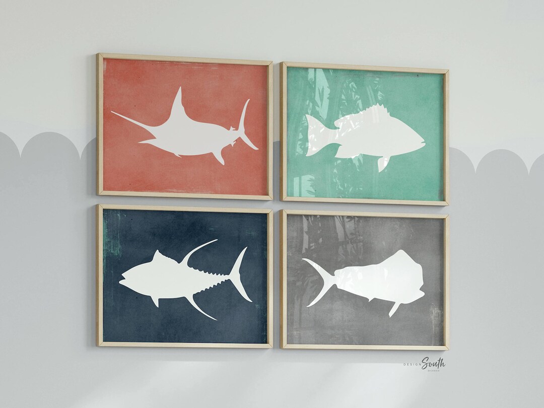 Saltwater Fish Print Set: Nautical Nursery Decor (UNFRAMED) - Etsy