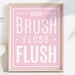 Pink Bathroom Print for Girls, Girls Bathroom Wall Decor, Wash, Brush ...