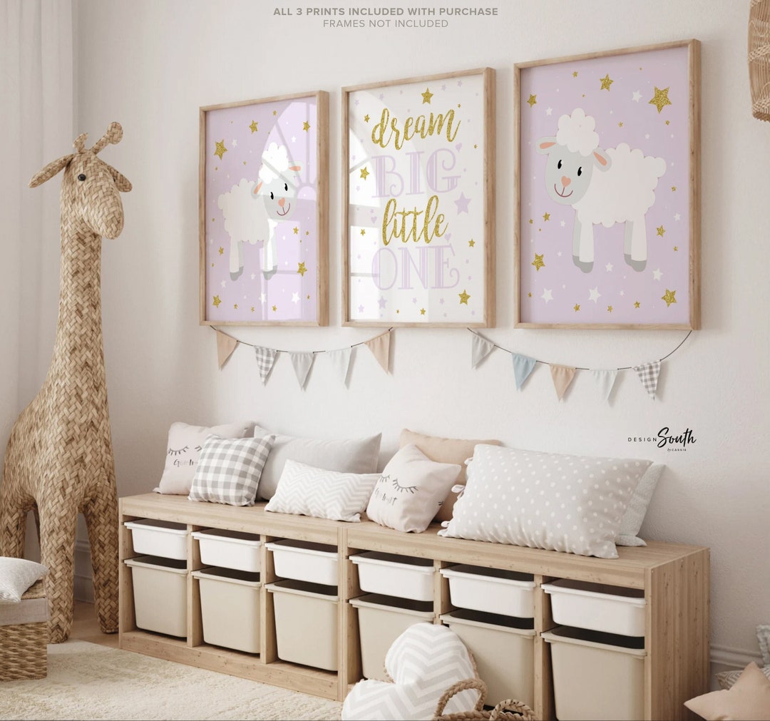 Lamb Nursery Theme Decor, Sheep Nursery Decor, Baby Lamb Nursery, Lilac ...