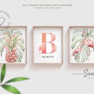 Tropical Flamingo Nursery, Pink Green Nursery Tropical Baby, Monstera ...