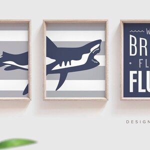 Shark Bathroom Decor, Boys Shark Bathroom, Boys Bathroom Wall Art Idea ...