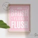 Pink Bathroom Print for Girls, Girls Bathroom Wall Decor, Wash, Brush ...