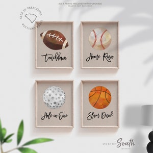 Boys Room Sports Decor, Basketball Baseball Football Sports Wall Art ...