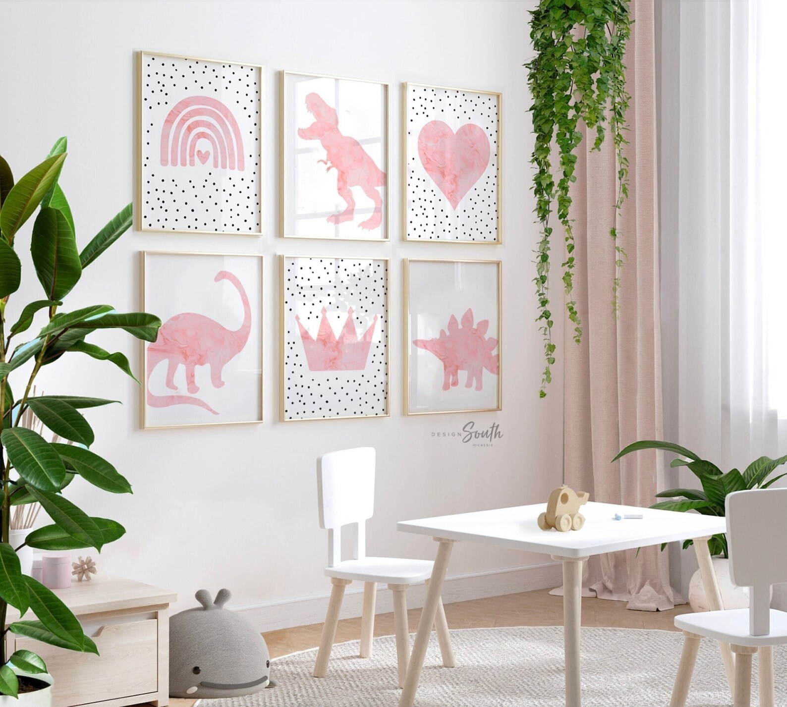 Girl Dinosaurs Hearts Rainbows, Girl Pink Dinosaur Themed Nursery, Girl ...