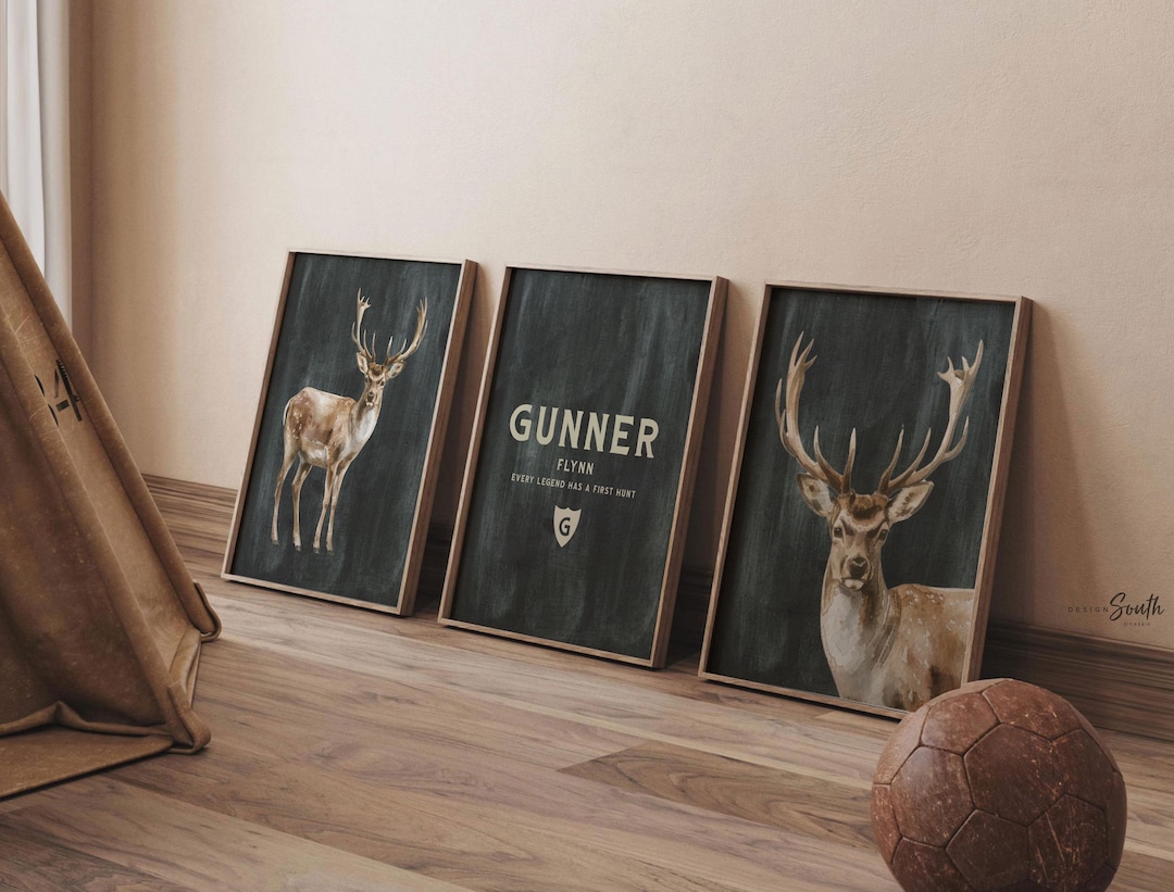 Personalized Buck Art Prints – Woodland Nursery Decor, Set of 3 - Etsy