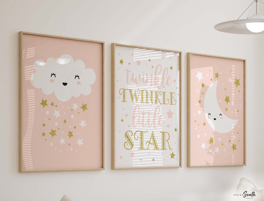 Peach and Gold Nursery, Blush Pink Nursery Art, Gift for Baby Girl ...