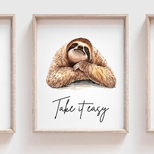 Sloth Wall Art, Set of 3 Sloths, Sloth Quotes Art Prints, Sloth Themed ...
