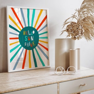 Teal Yellow Orange Kid Room Art, Wall Art Print Set of 3 for Children ...