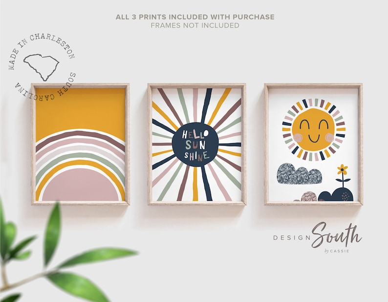Sunshine Nursery Wall Art: Rainbow Sun Prints, Gender Neutral Decor - Etsy