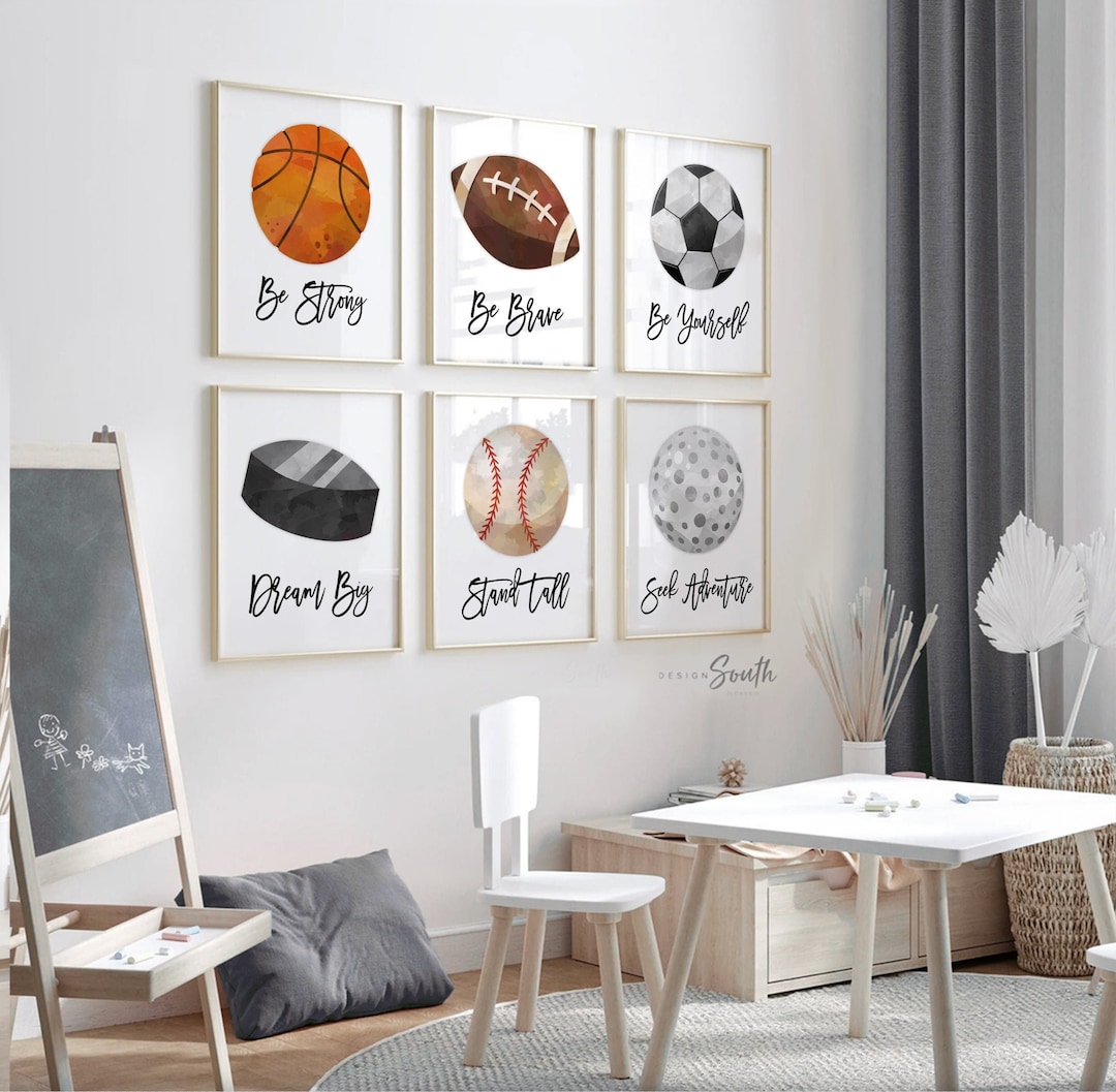 Sports Boys Room Wall Art, Toddler Inspirational Wall Art Set, Sport ...