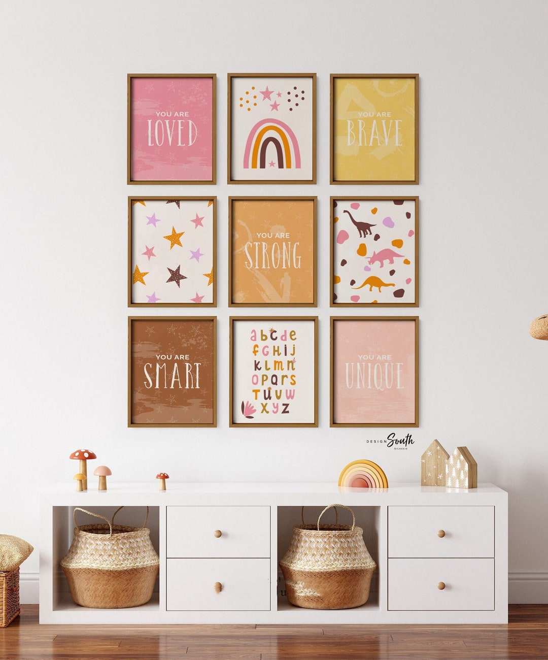 Girl Room Art, Set of 9, Girls Bedroom Wall Decor, Pink Wall Art, Gift ...