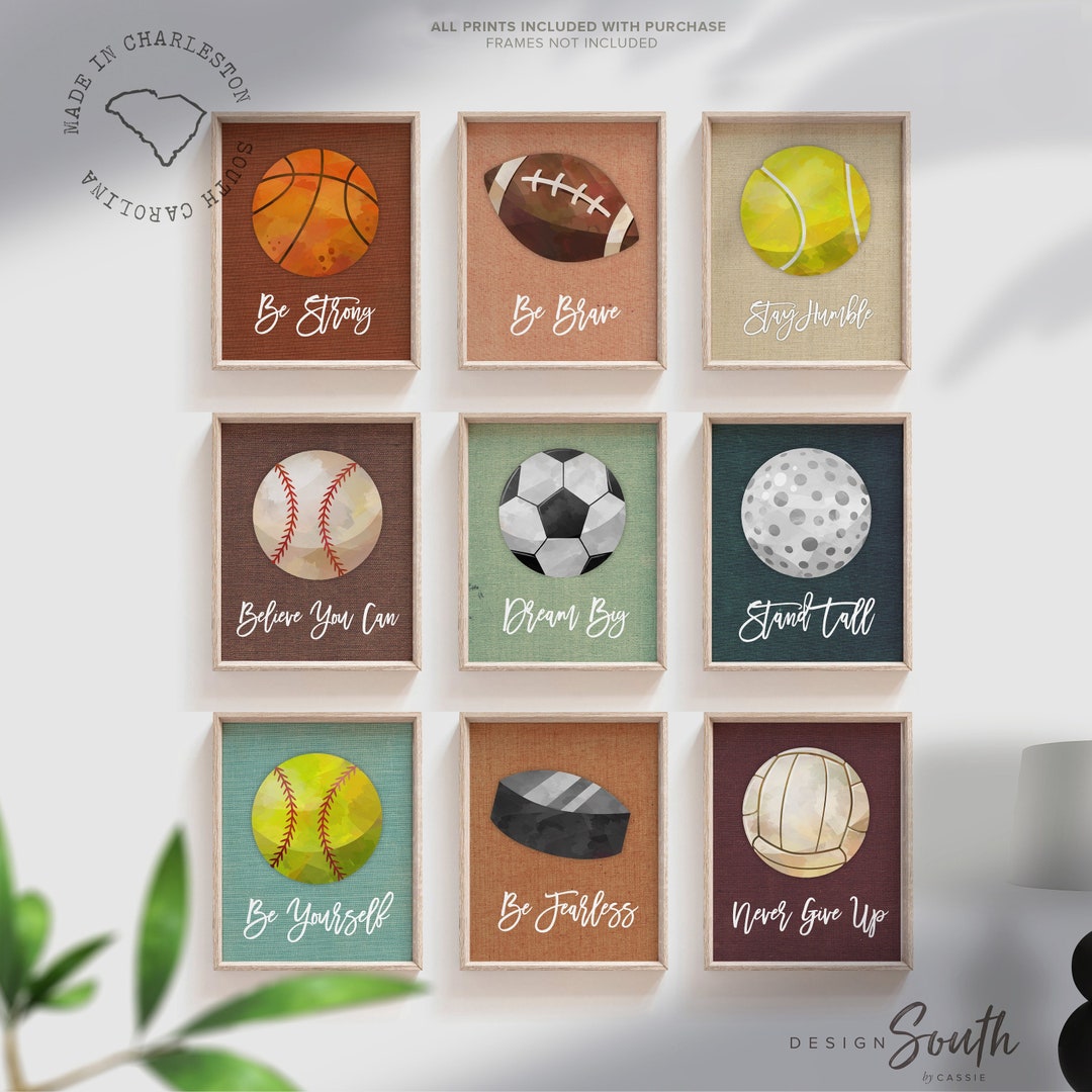 Inspirational Sports Wall Art, Sports Themed Boys Wall Art, Sports ...