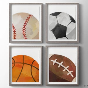 Boys Room Sports Decor, Basketball Baseball Football Soccer Wall Art ...
