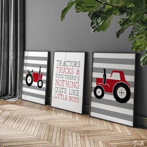 Red Farm Truck Art, Red Tractor Room Wall Art, Boys Tractor Themed Room ...