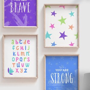 Kids Positive Affirmation Wall Art Poster Printables, Pink and Purple ...