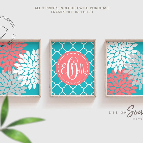 Coral Teal Gray - Etsy