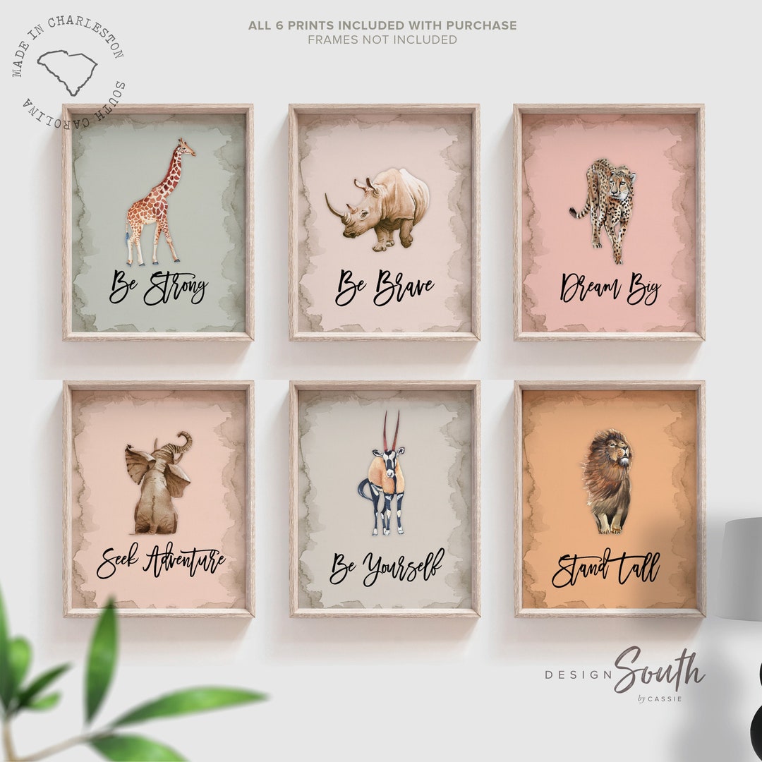 Positive Affirmation Art Kids, Inspirational Animal Wall Art, Toddler ...