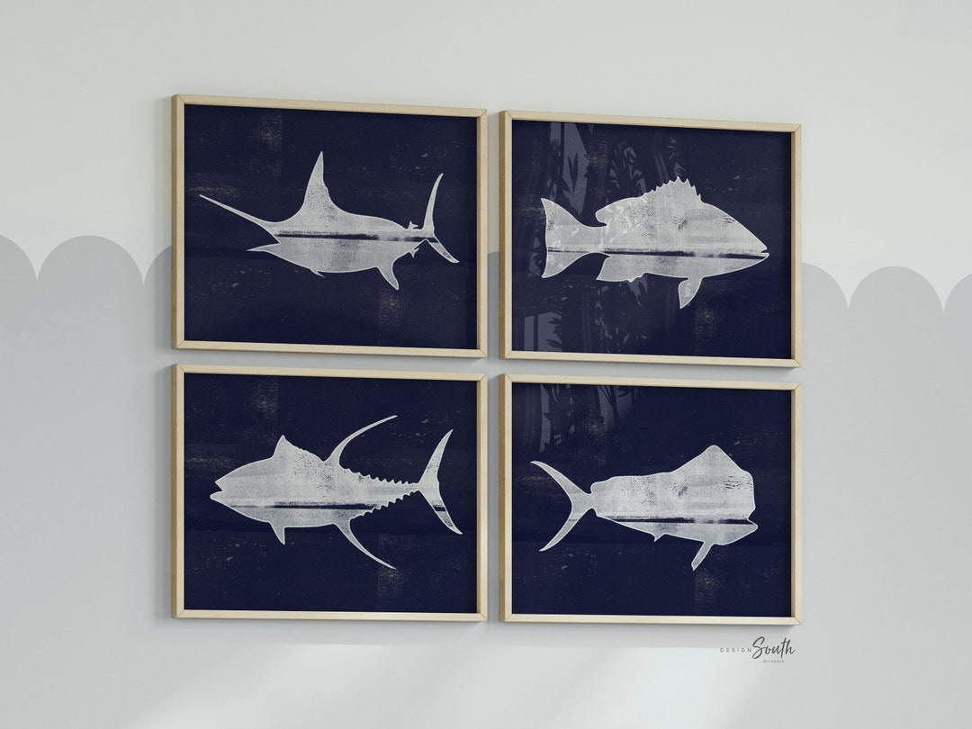 Offshore Fish Art Prints: Navy Blue Marlin Nursery Decor - Etsy
