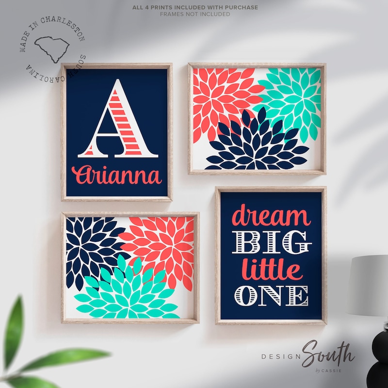 Coral Navy Mint - Etsy