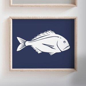 Fishing Nursery Art Prints: Navy, Red, Blue Fish Decor (set of 4) - Etsy