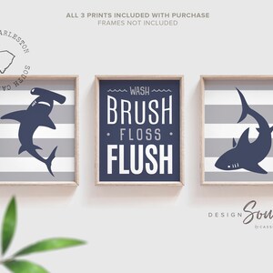 Boys Gray and Navy Blue Shark Bathroom, Kids Bathroom Sharks, Boys ...