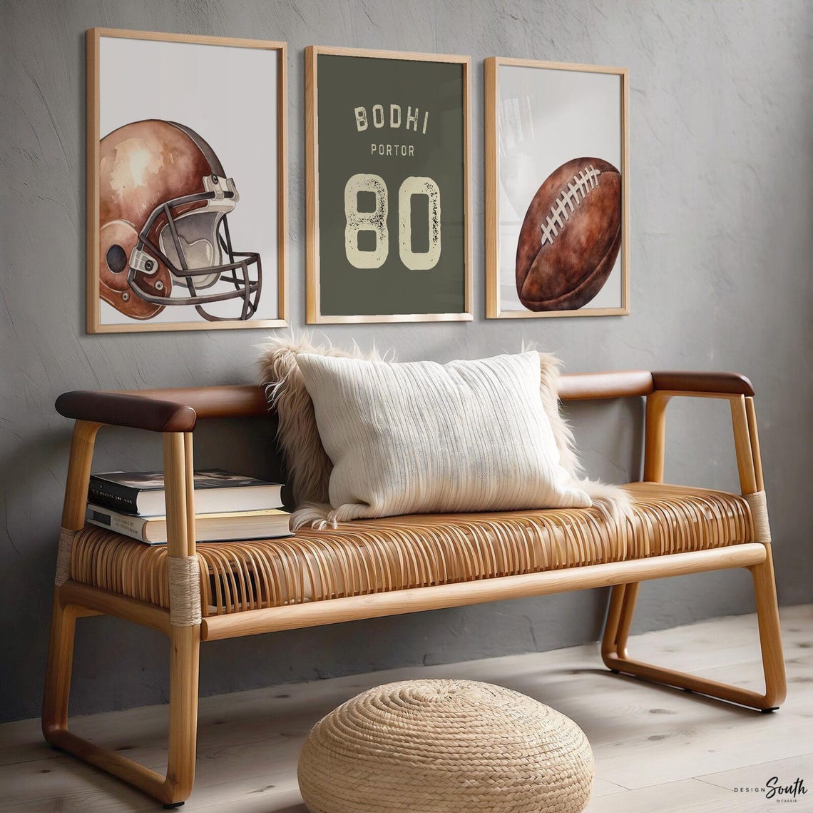 Personalized Football Wall Art Prints: Boys Sports Room Decor Set - Etsy
