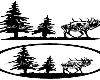 Elk and Tree SVG, Outdoor Adventure, Pine Trees, Jpg Png Eps - Etsy
