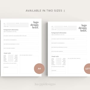 Logo Design Brief – Printable PDF – A4 & Letter Size – Creative Brief ...