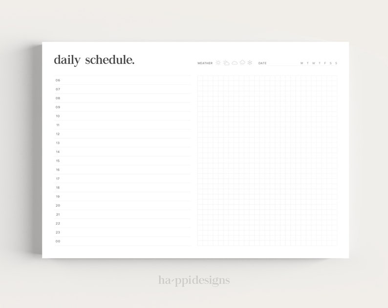Daily Schedule Printable A4 & Letter Size Minimalist Daily - Etsy Hong Kong