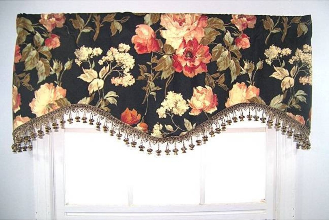 2-floral Print Beaded Valances - Etsy