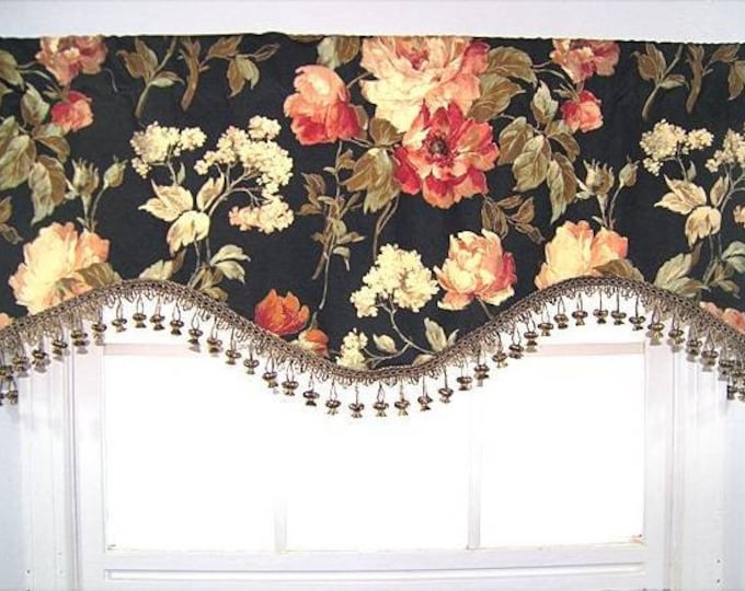 2-floral Print Beaded Valances - Etsy