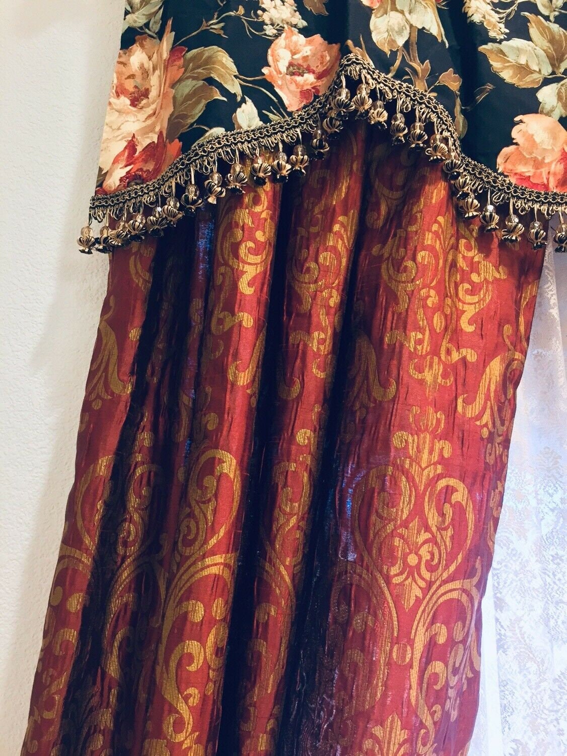 2-floral Print Beaded Valances - Etsy