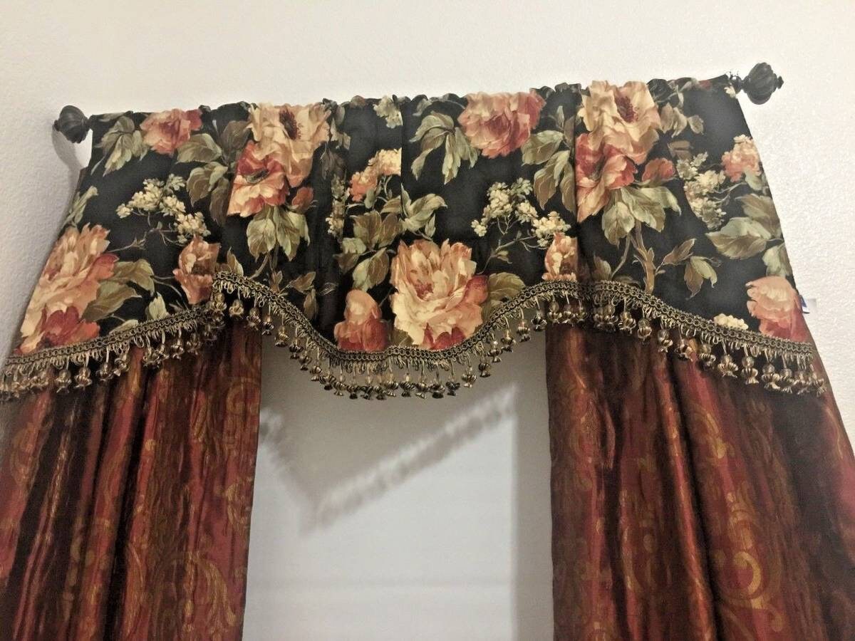 2-floral Print Beaded Valances - Etsy