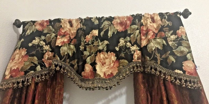 2-floral Print Beaded Valances - Etsy