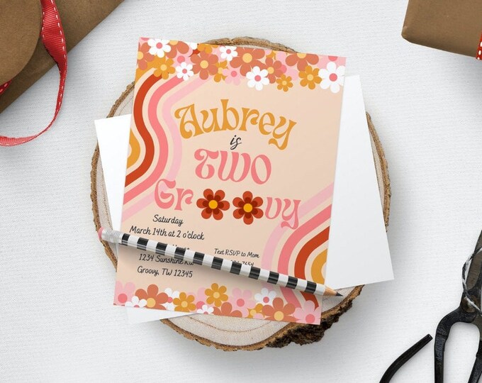 Groovy Birthday Invitation Template | Digital Template | Canva Digital ...