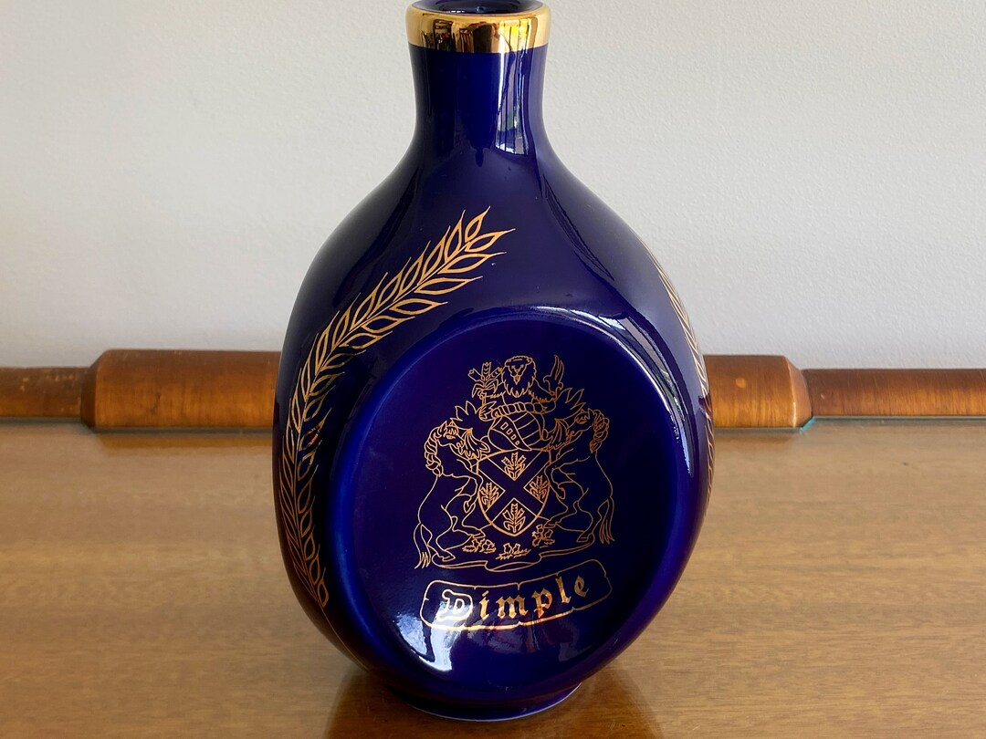 Vintage Glazed Porcelain DIMPLE Whisky Bottle EMPTY Blue - Etsy