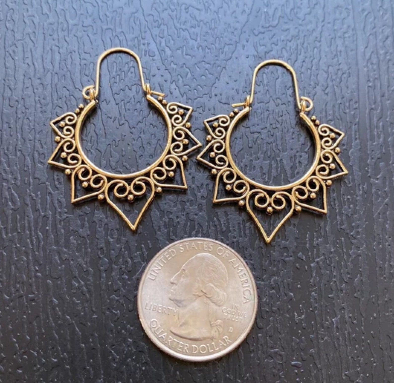 Gold Mandala Hoop Earrings, Mandala Flower Earrings, Mandala Hoops ...