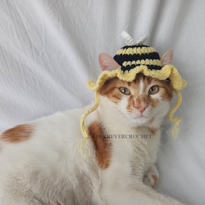 Bee Bucket Hat for Cats and Small Dogs, Cats Lover Gift, Cute Pet ...