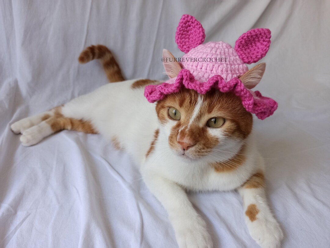 Piglet Crochet Bucket Hat for Cats and Dogs, Winnie the Pooh Inspired ...