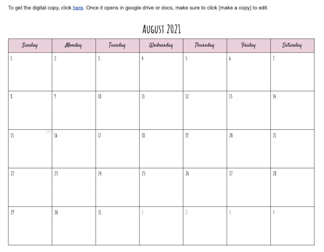 2021-2022 Digital Calendar - Etsy